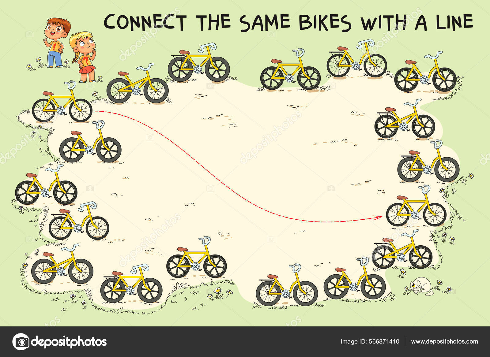 Find matches. Connect the same bikes with a line Stock Vector by ...