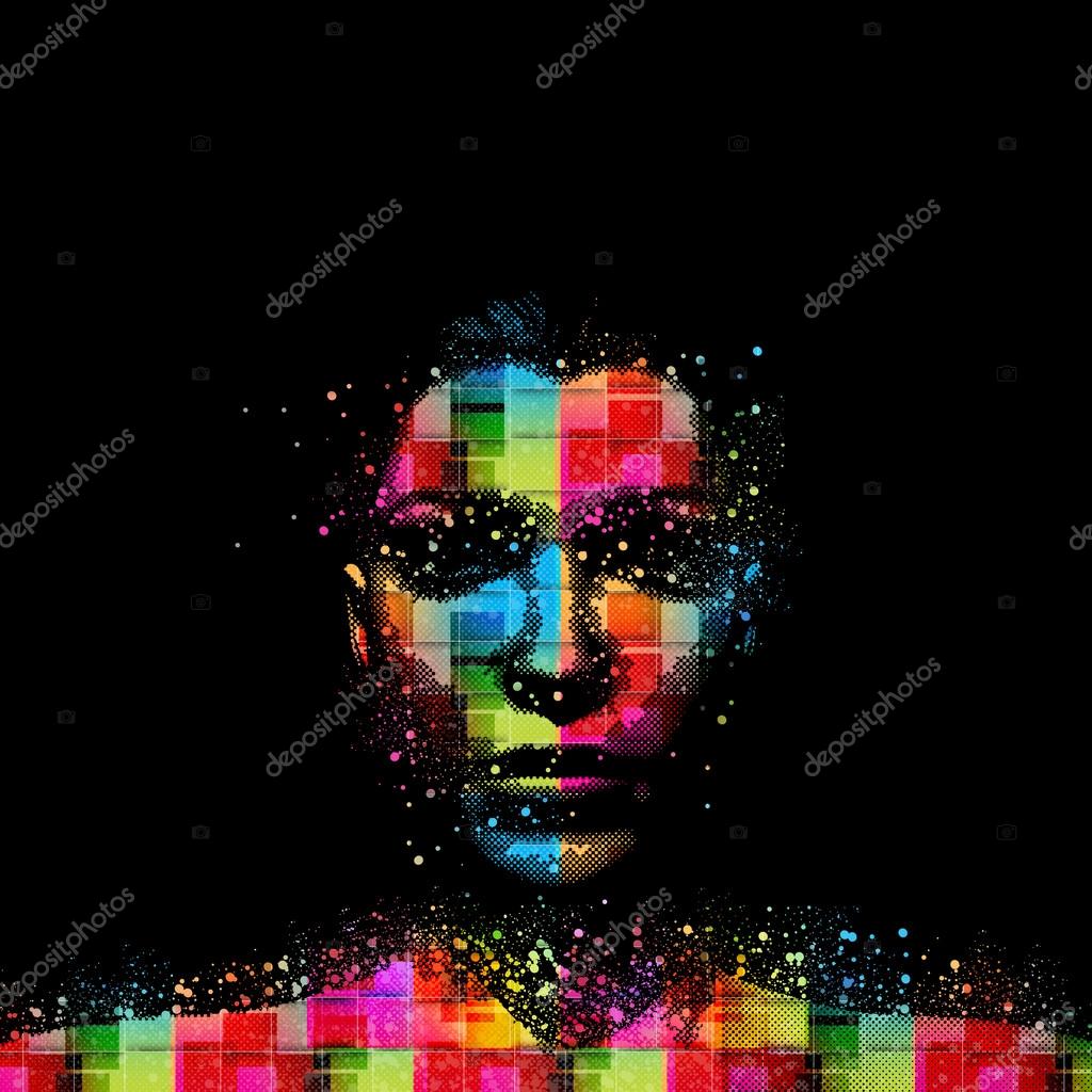 Woman face, grunge design, easy all editable Stock Vector by ...