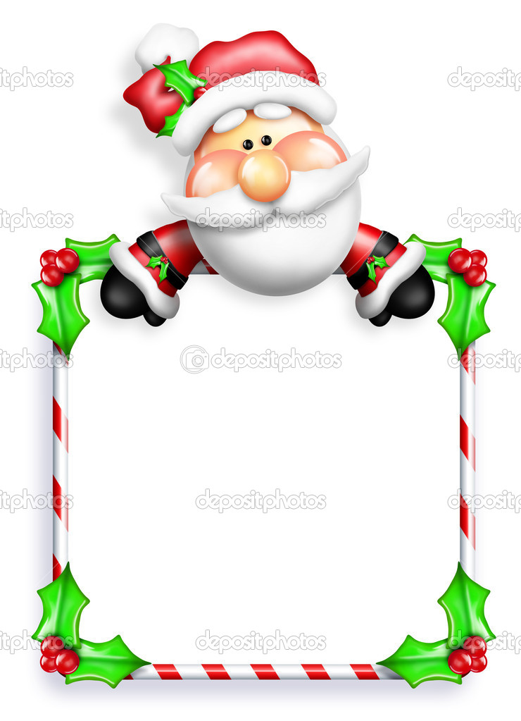 Whimsical Cartoon Santa leaning Over Sign Stock Illustration by ...