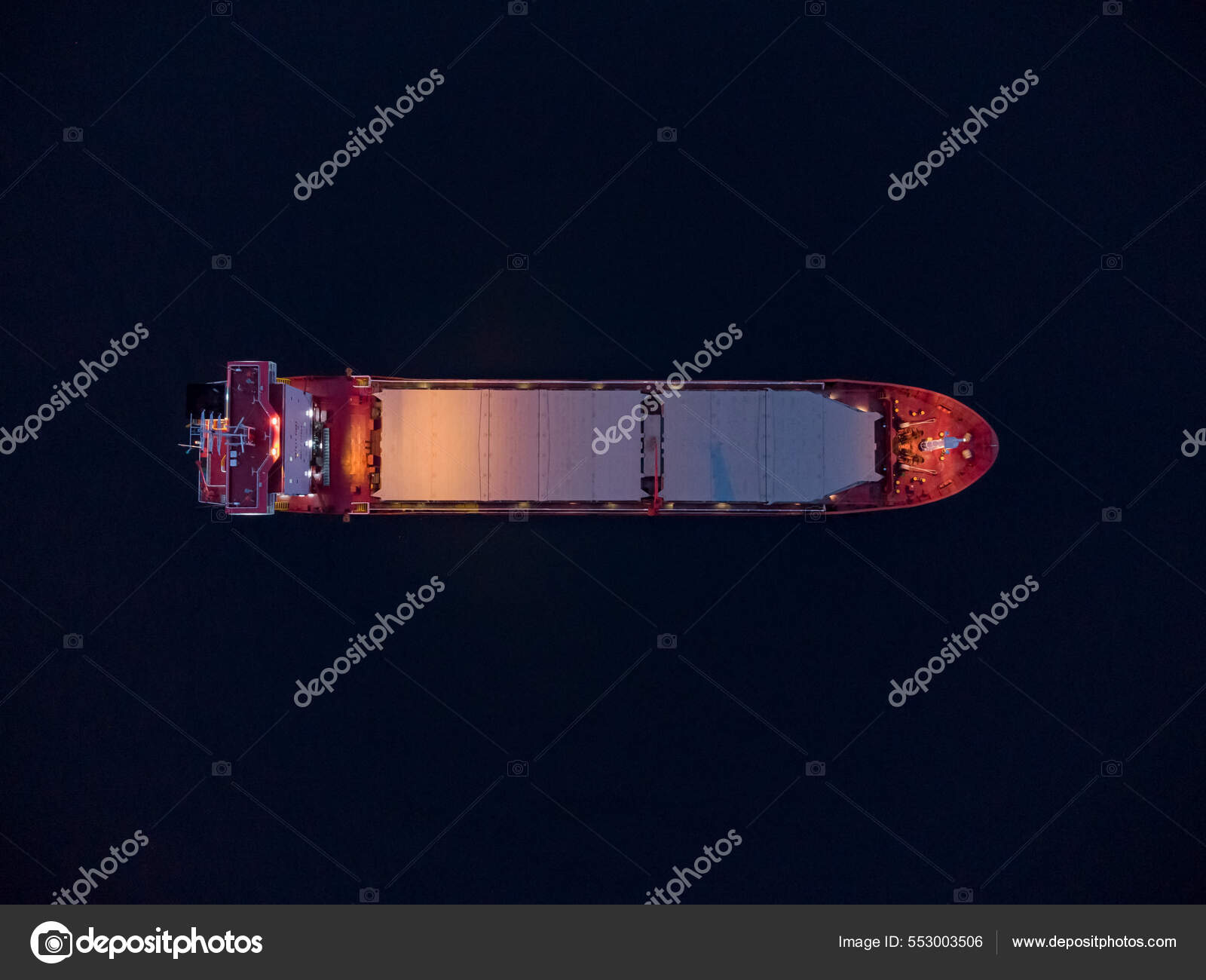 Large General Cargo Ship Tanker Bulk Carrier Top Aerial View — Stock ...