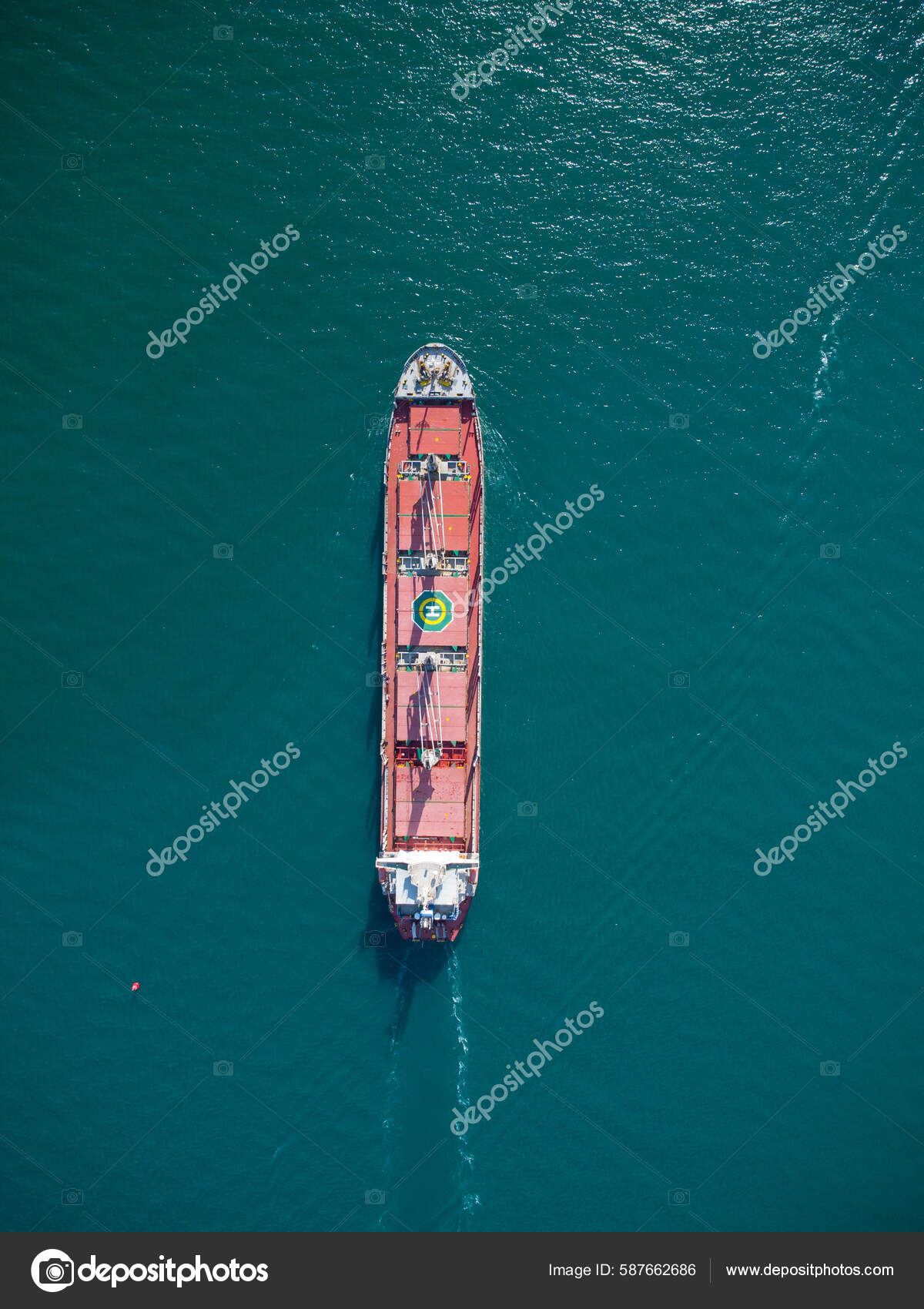 Large General Cargo Ship Tanker Bulk Carrier Aerial Top View — Stock ...