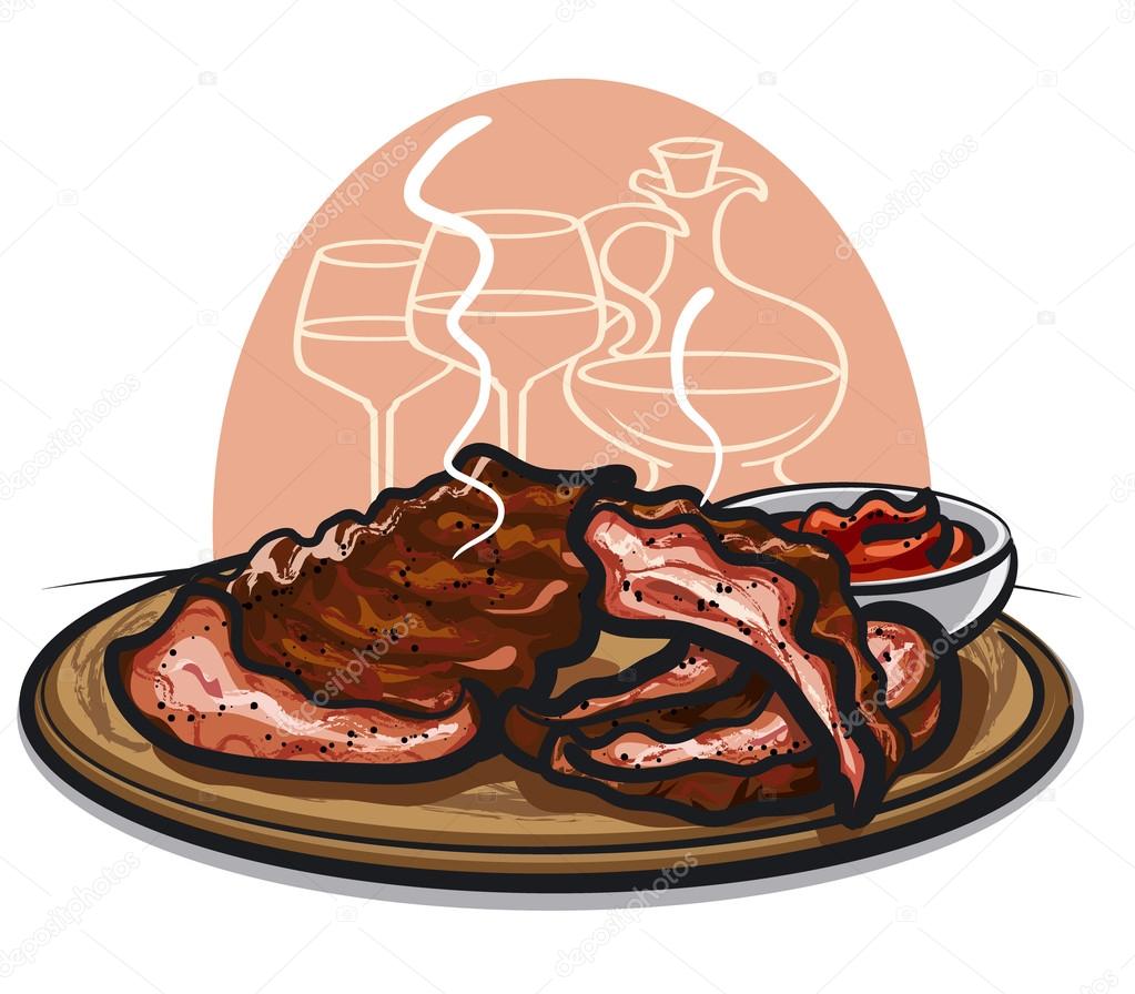 Cartoon Plate Of Ribs