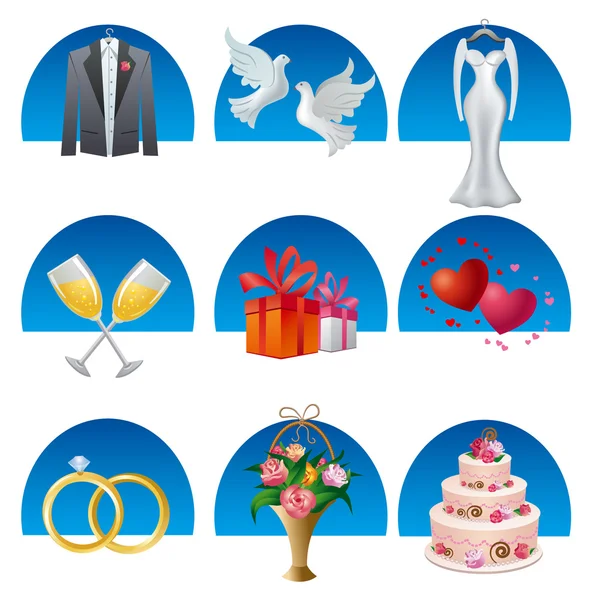 Cartoon wedding icon set — Stock Vector © mocoo2003 #8317079