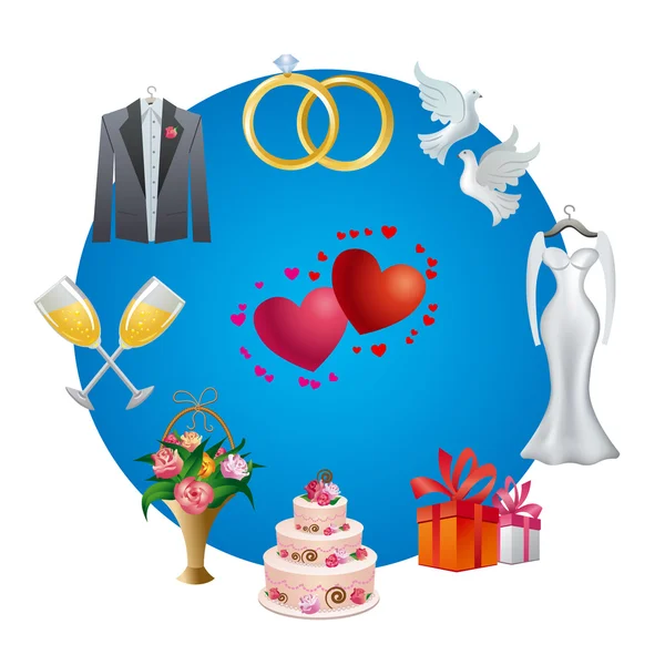 Cartoon wedding icon set — Stock Vector © mocoo2003 #8317079