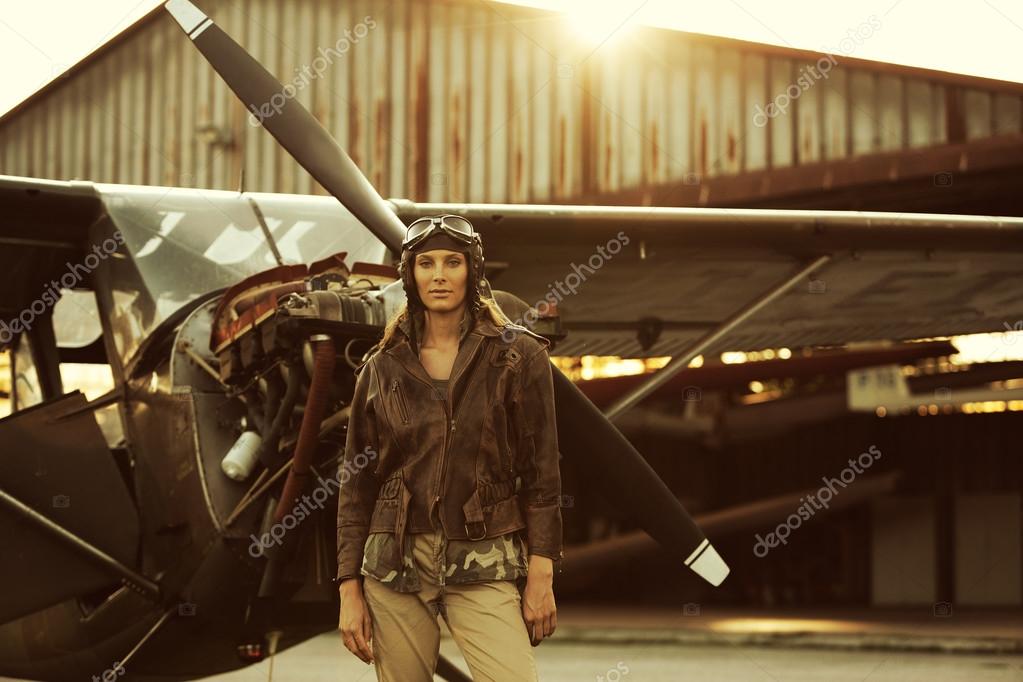Vintage airplane pilot Stock Photo by ©stokkete 12424549