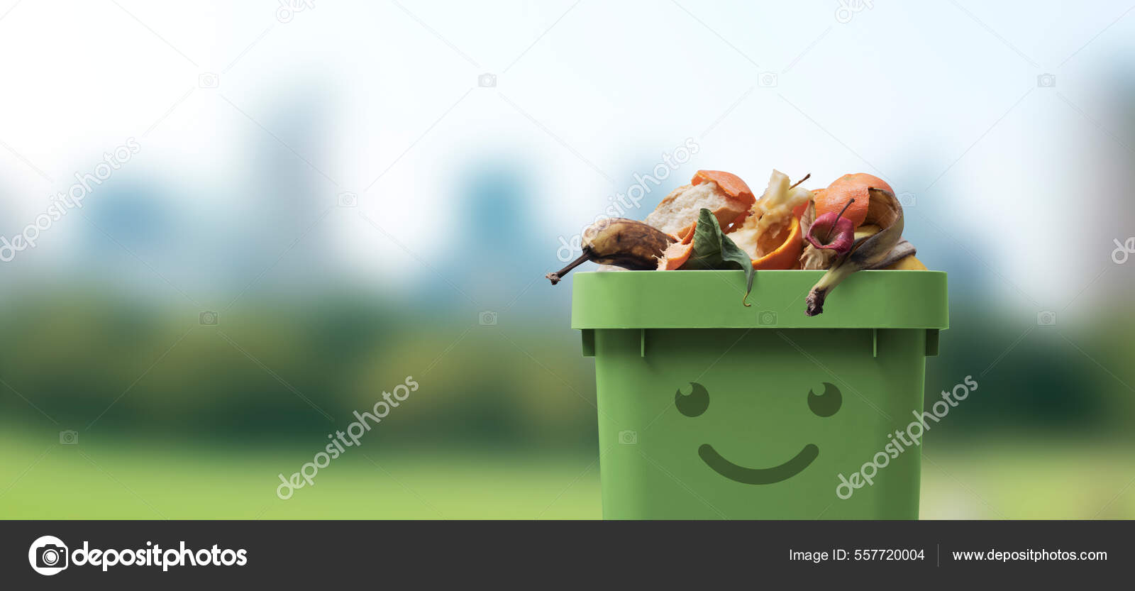 Smiling Cute Garbage Bin Character Full Organic Biodegradable Waste ...