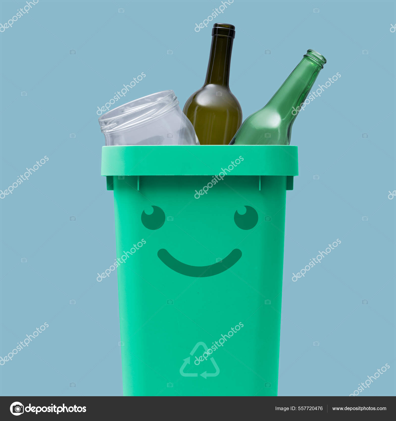 Smiling Garbage Can Full Glass Waste Recycling Separate Waste ...