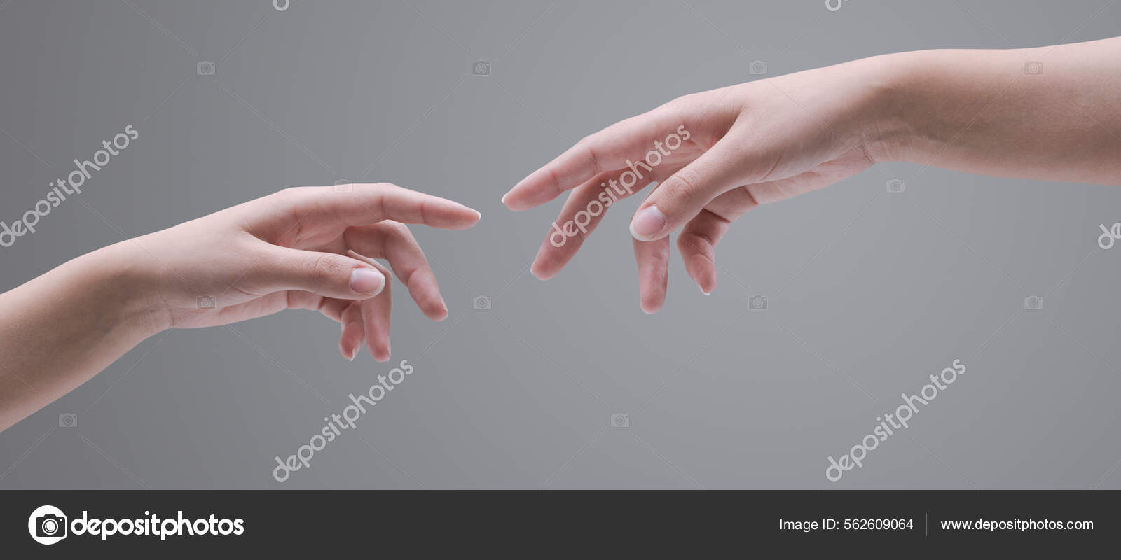 Female Hands Reaching Each Other Gray Background Spirituality ...