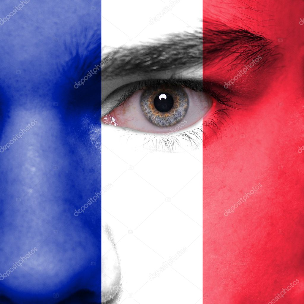 Human face painted with flag of France Stock Photo by ©kwasny222 28545077