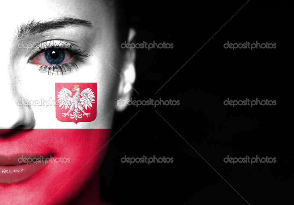 Painted woman face with flag of Poland — Stock Photo © kwasny222 #28551163