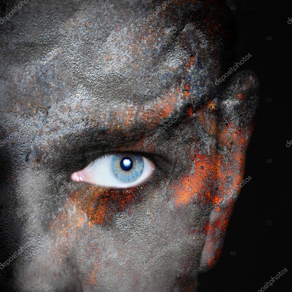Old rusty metal plate pattern on man face — Stock Photo © kwasny222 ...