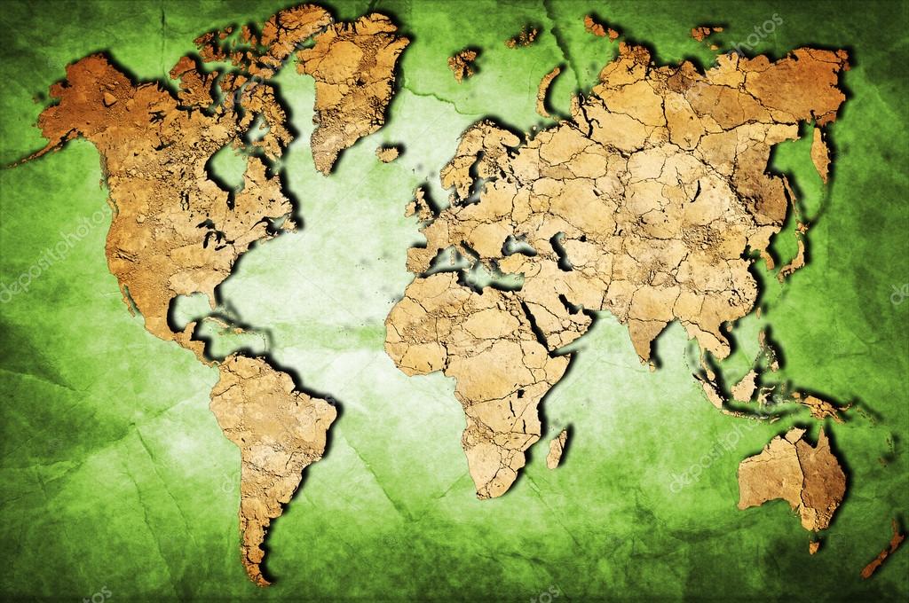 Map of the world with continents from dry deserted soil Stock ...