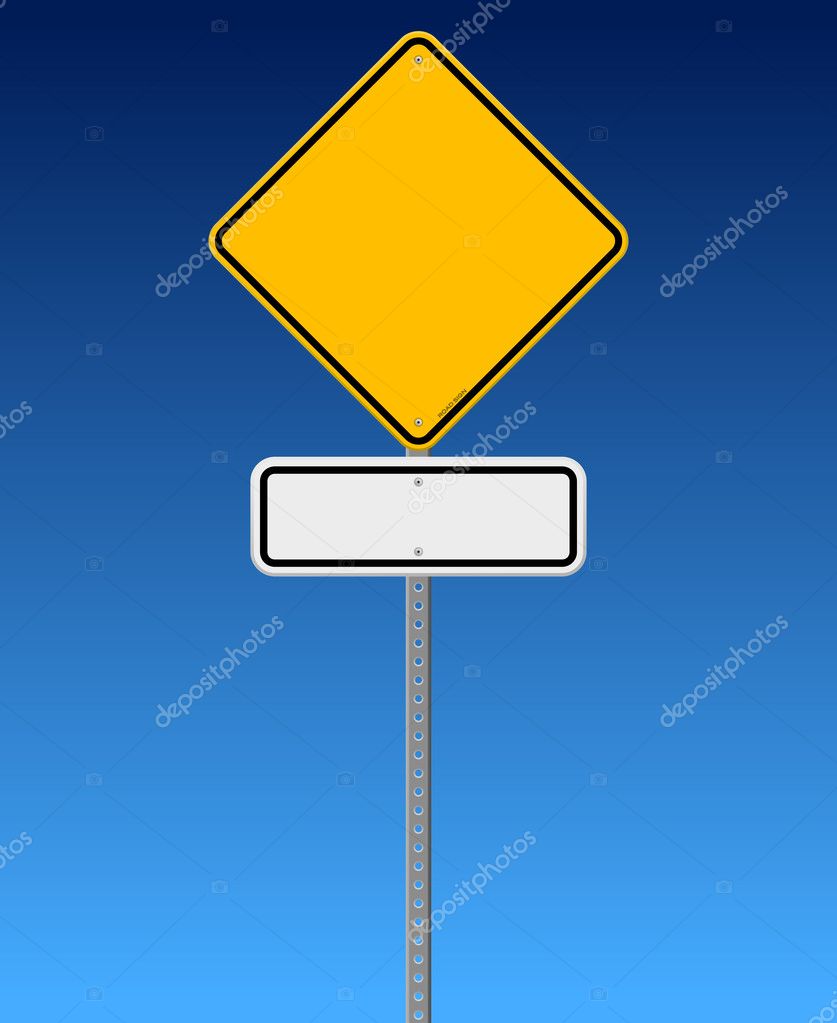 Blank Yellow Diamond Road Sign