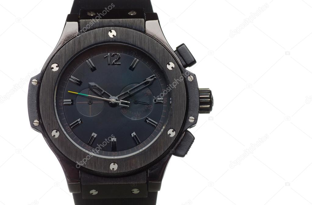 Luxury watches with a leather strap on a white background Stock Photo ...