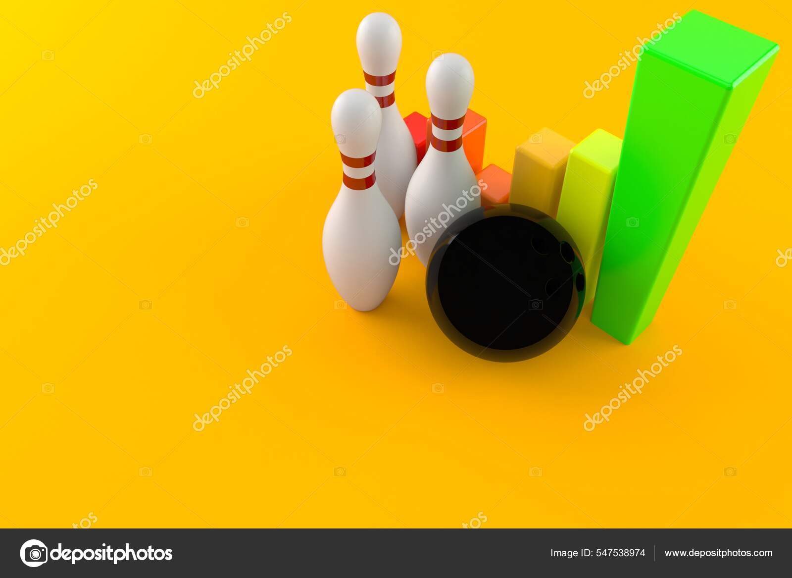 Bowling Ball Pins Chart Isolated Orange Background Illustration — Stock ...