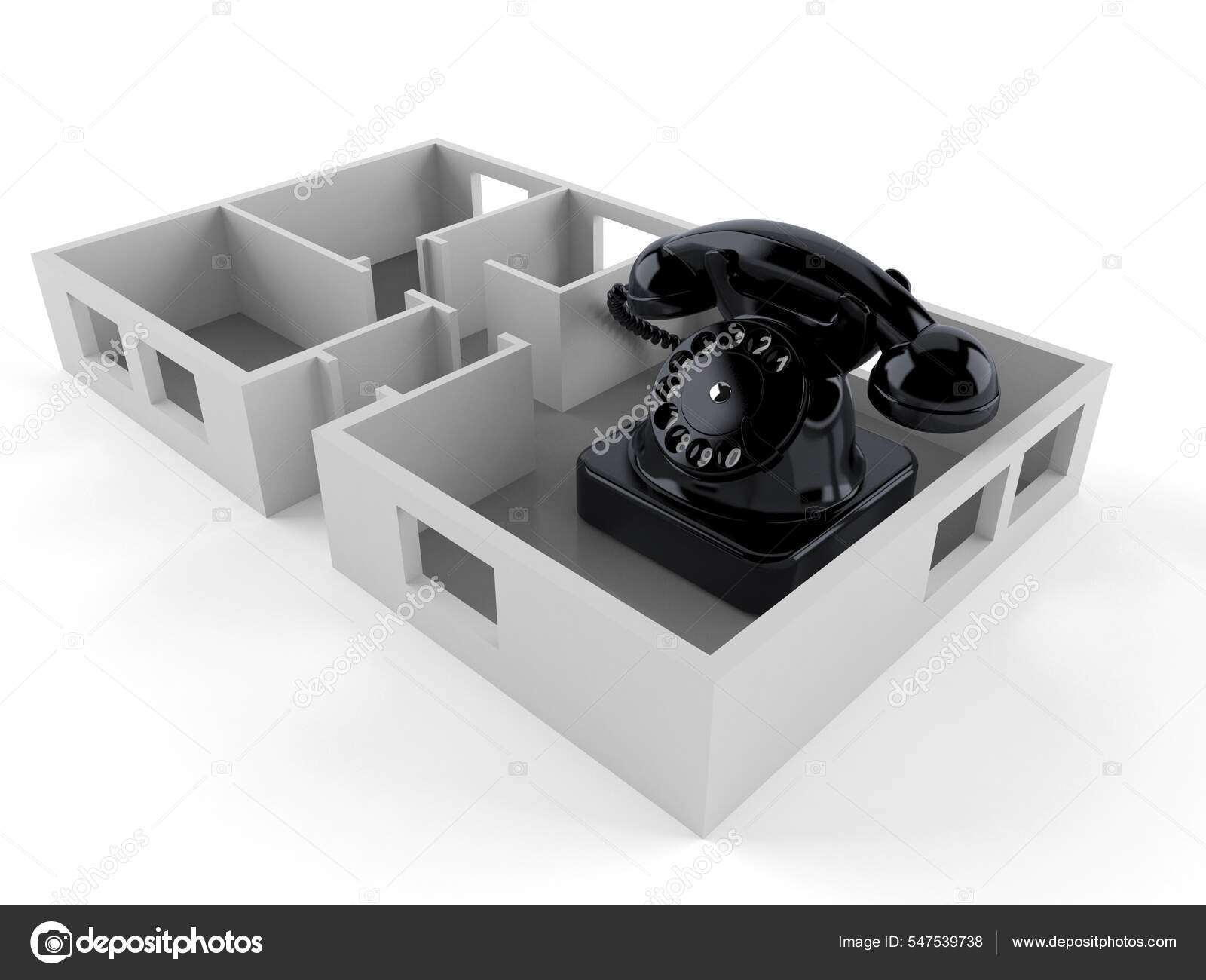 Telephone House Plan Isolated White Background Illustration Stock Photo ...