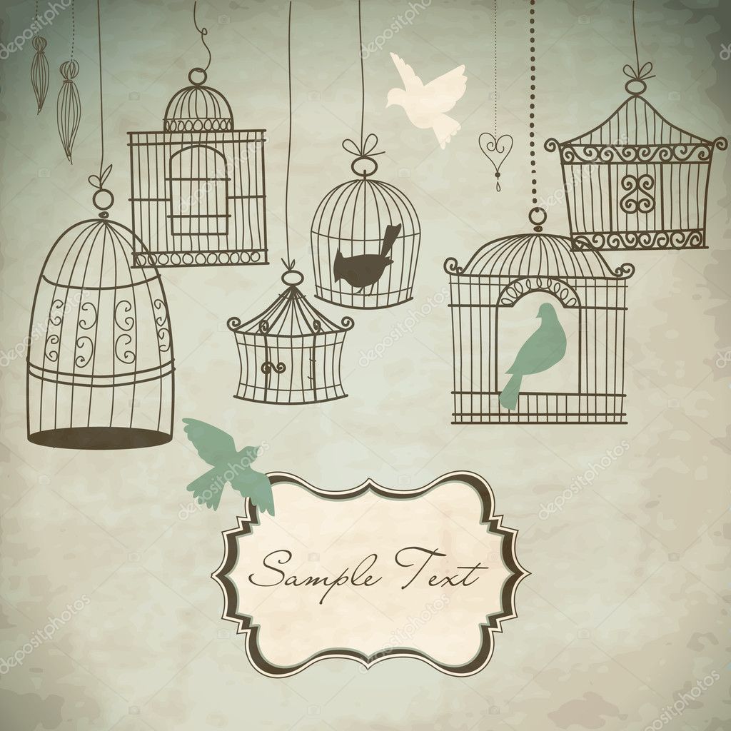 Antique Bird Cage Drawing