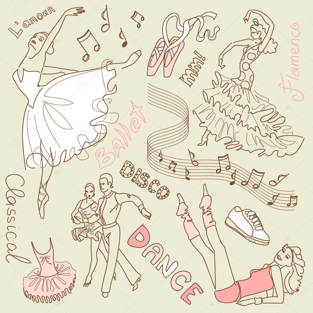 Dance doodles Stock Vector by ©AlisaFoytik #34454331
