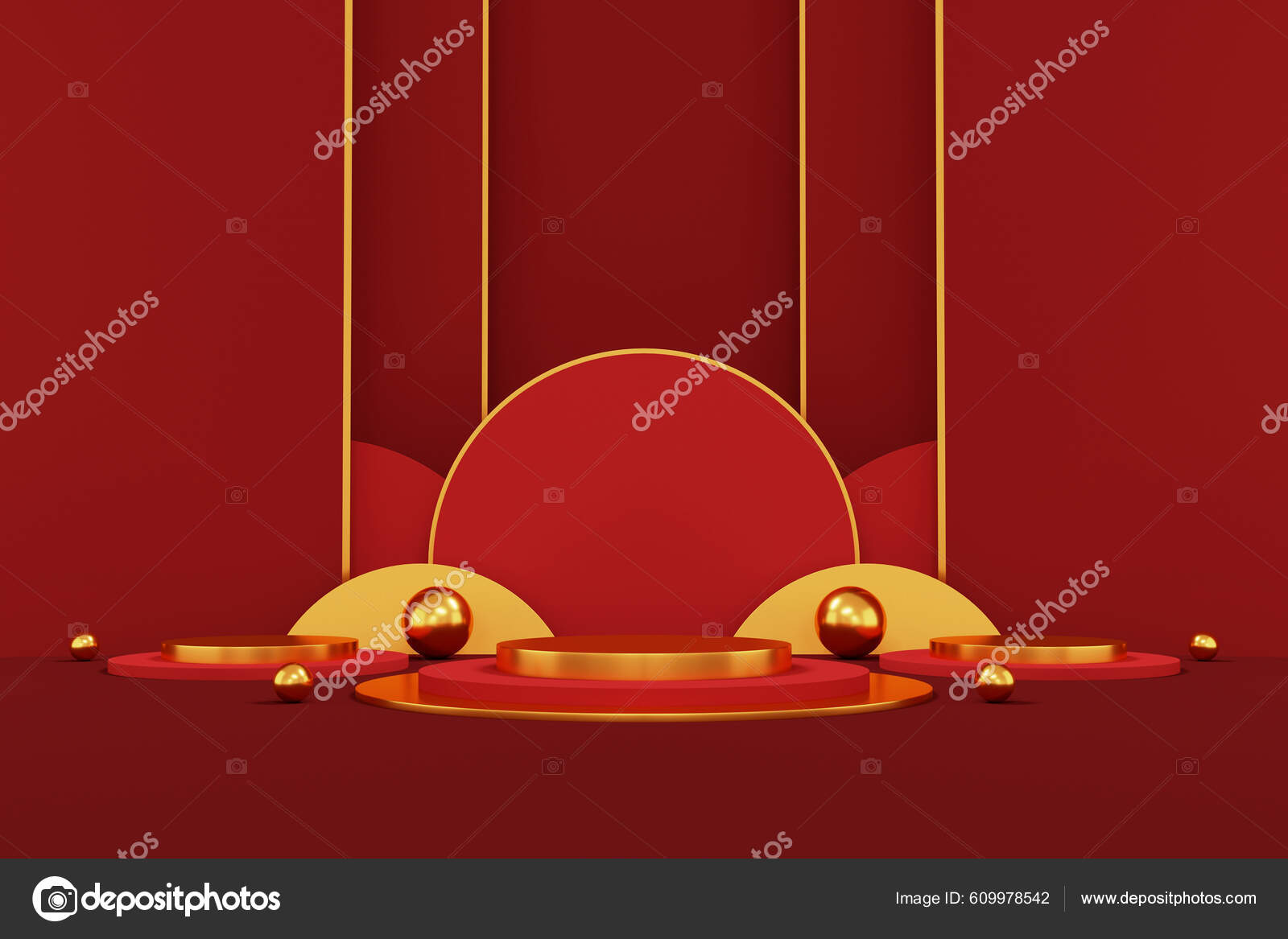 Red Podium Minimal Stage Sweet Red Platform Stage Show Cosmetic — Stock ...