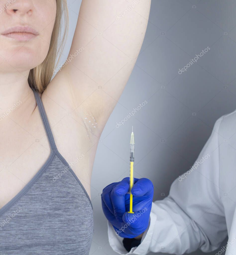 Toxina botulínica para inyección de axilas. Marcado de crema para ...