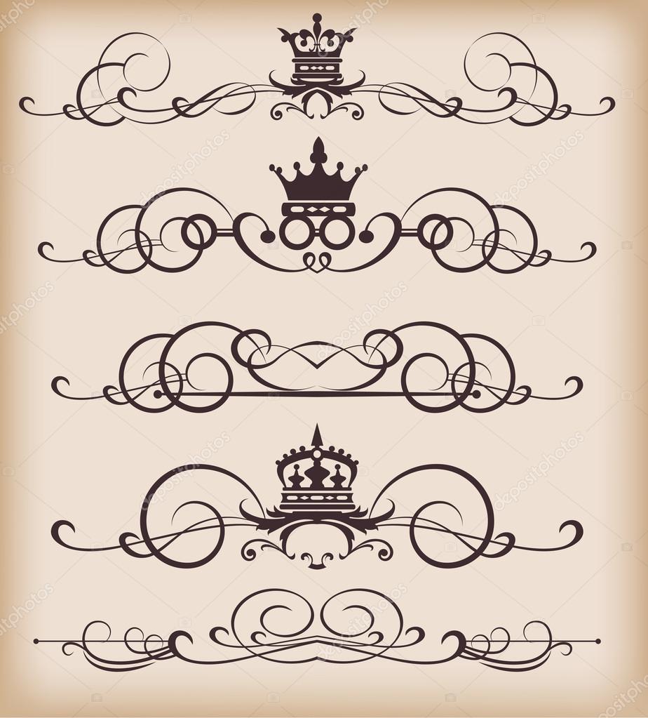 Vector set. Victorian Scrolls and crown. Stock Vector by ©kio777 23520915