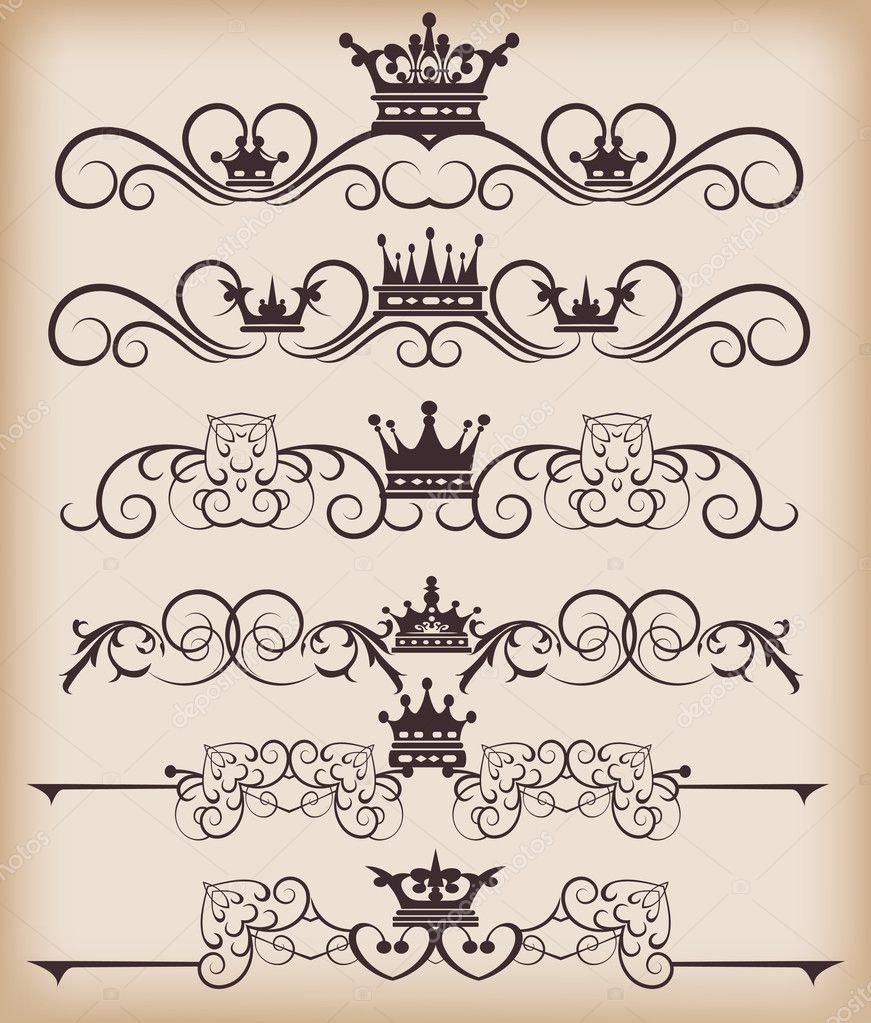 Vector set. Victorian Scrolls and crown. — Stock Vector © kio777 #23520929
