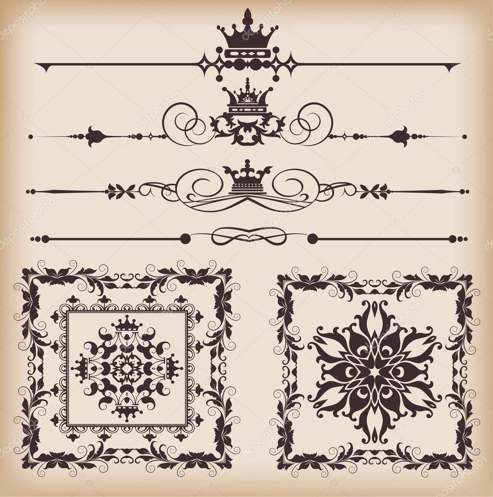 Vector set. Victorian Scrolls and crown. — Stock Vector © kio777 #23522237