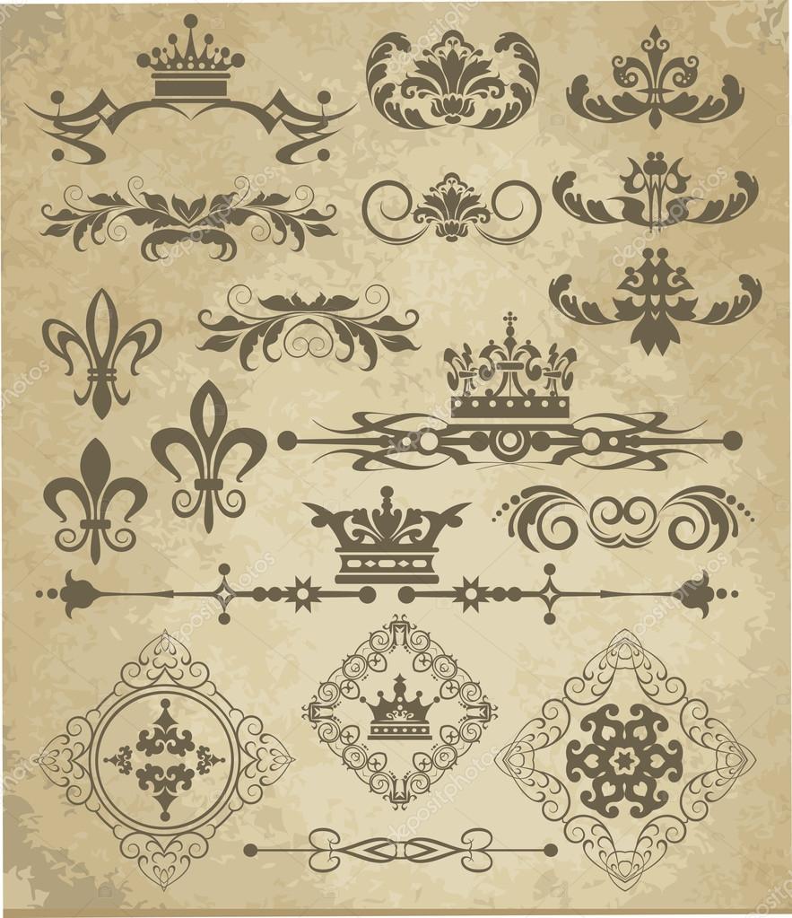 Vector set. Victorian Scrolls. Decorative elements — Stock Vector ...