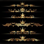 Vector set. Victorian Scrolls and crown. Gold decorative elements ...