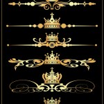 Vector set. Victorian Scrolls and crown. Gold decorative elements ...