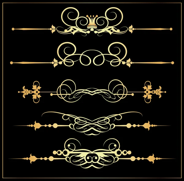 Vector set. Victorian Scrolls and crown. Gold decorative elements ...