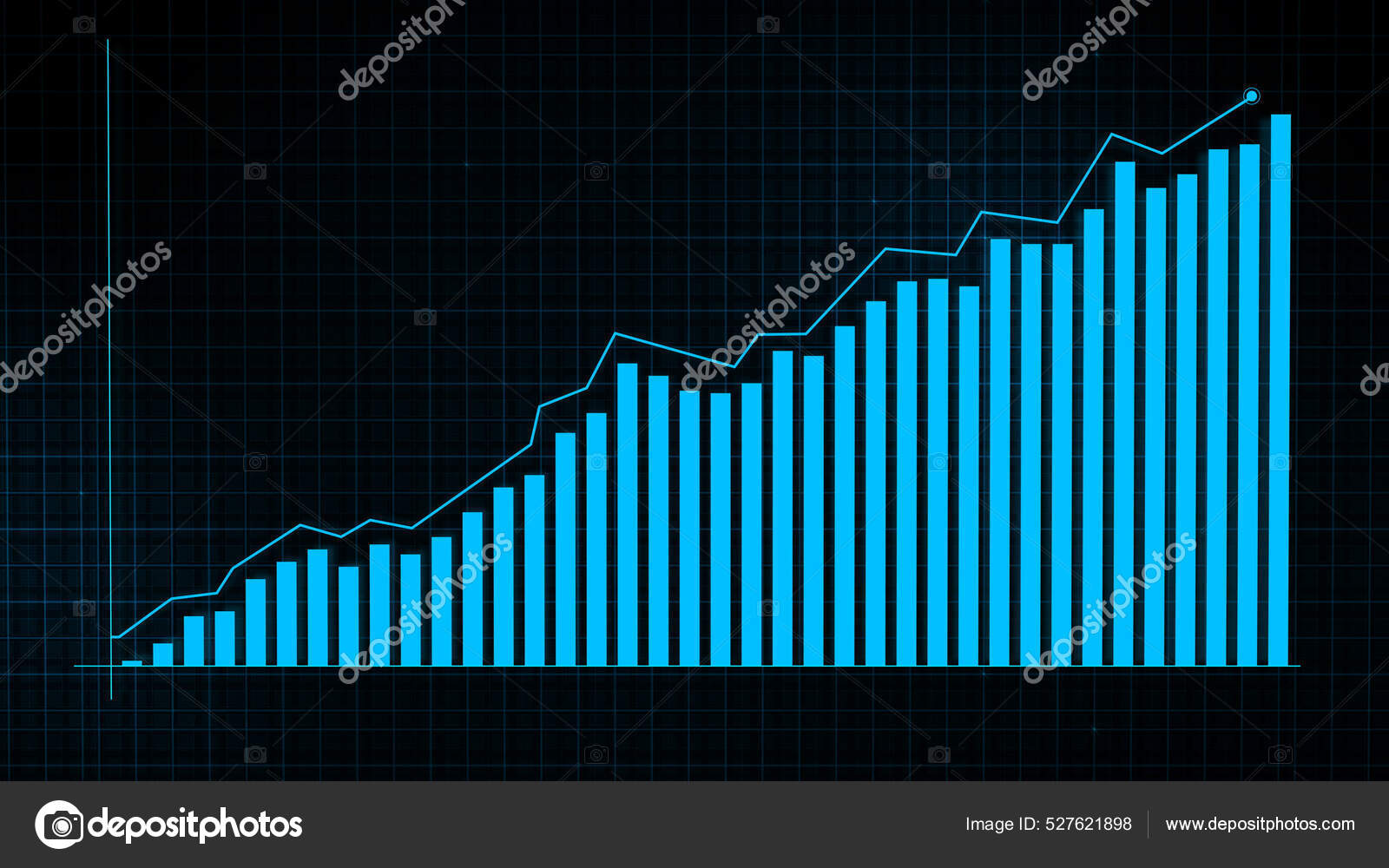 Rendering Growing Line Graph Digital Income Growth Chart Done Tech ...
