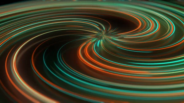 3D rendering abstract neon spiral with reflection. Bright and colorful ...