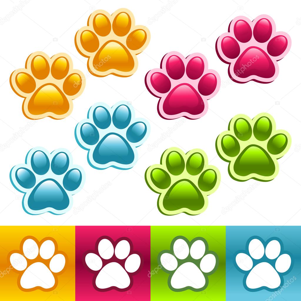 Colorful Paw Prints Clip Art
