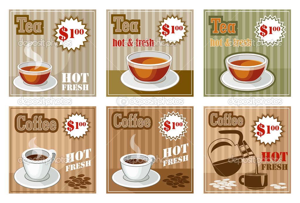Set of coffee and tea menu card. vector illustration Stock Vector Image ...