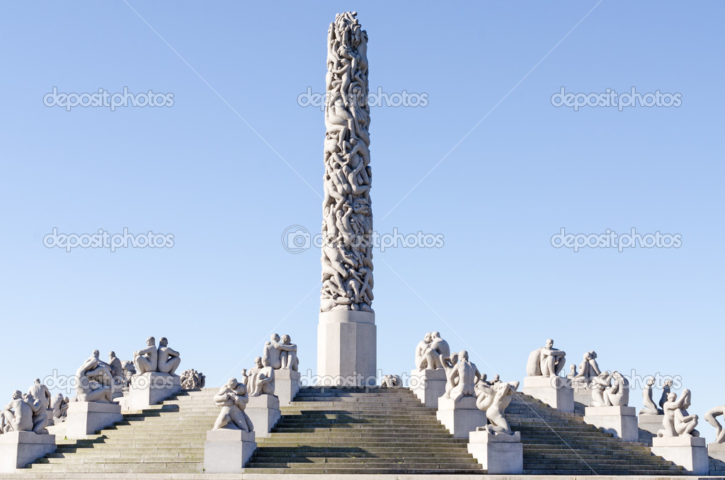Statues in Vigeland park in Oslo monument shade – Stock Editorial Photo ...