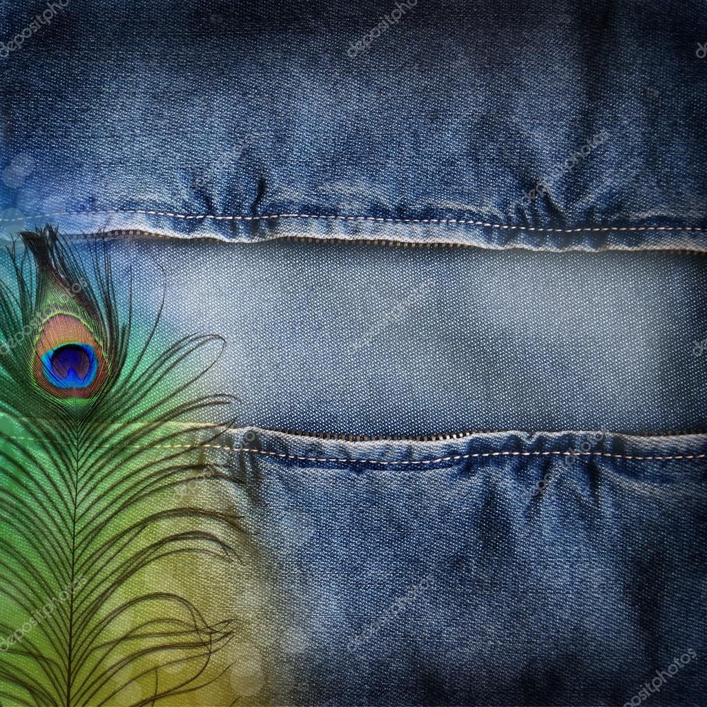 Background denim texture with peacock feather Stock Photo by ©Belinka ...