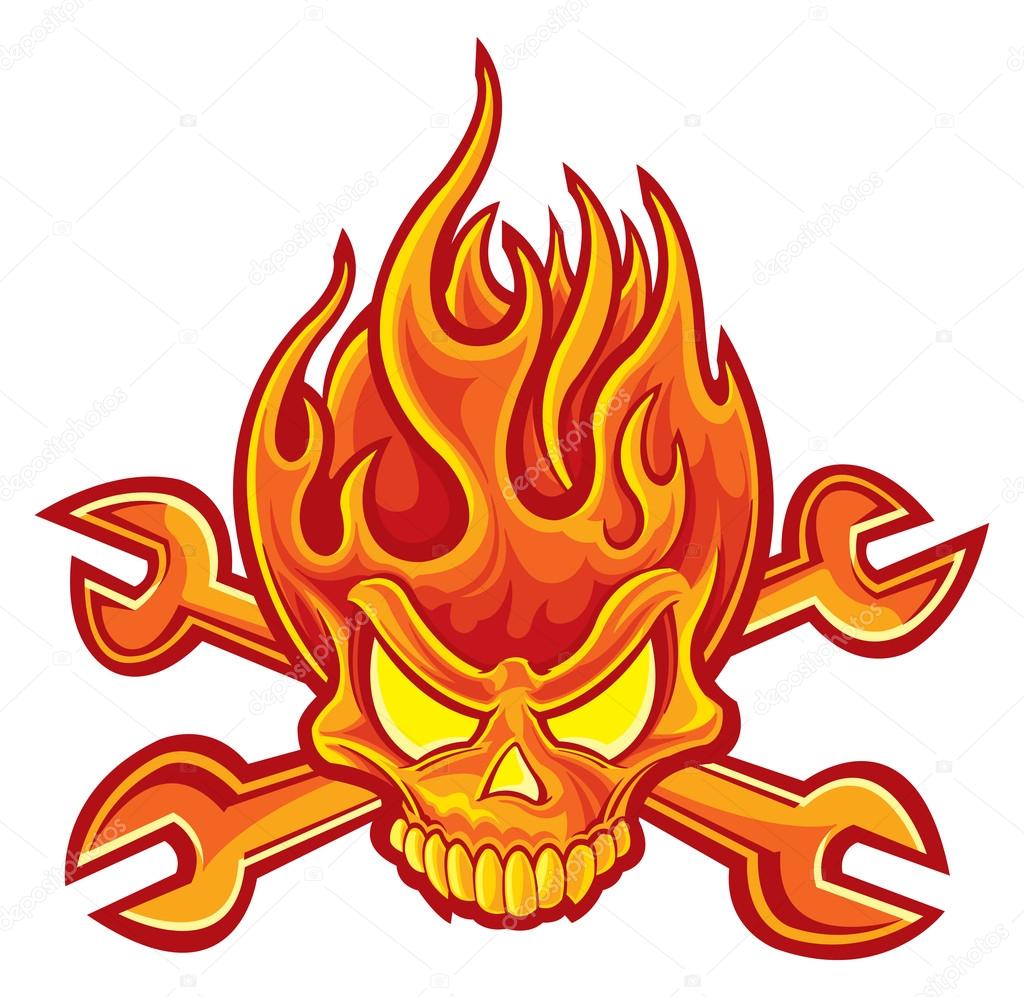 Flaming Skull And Crossbones