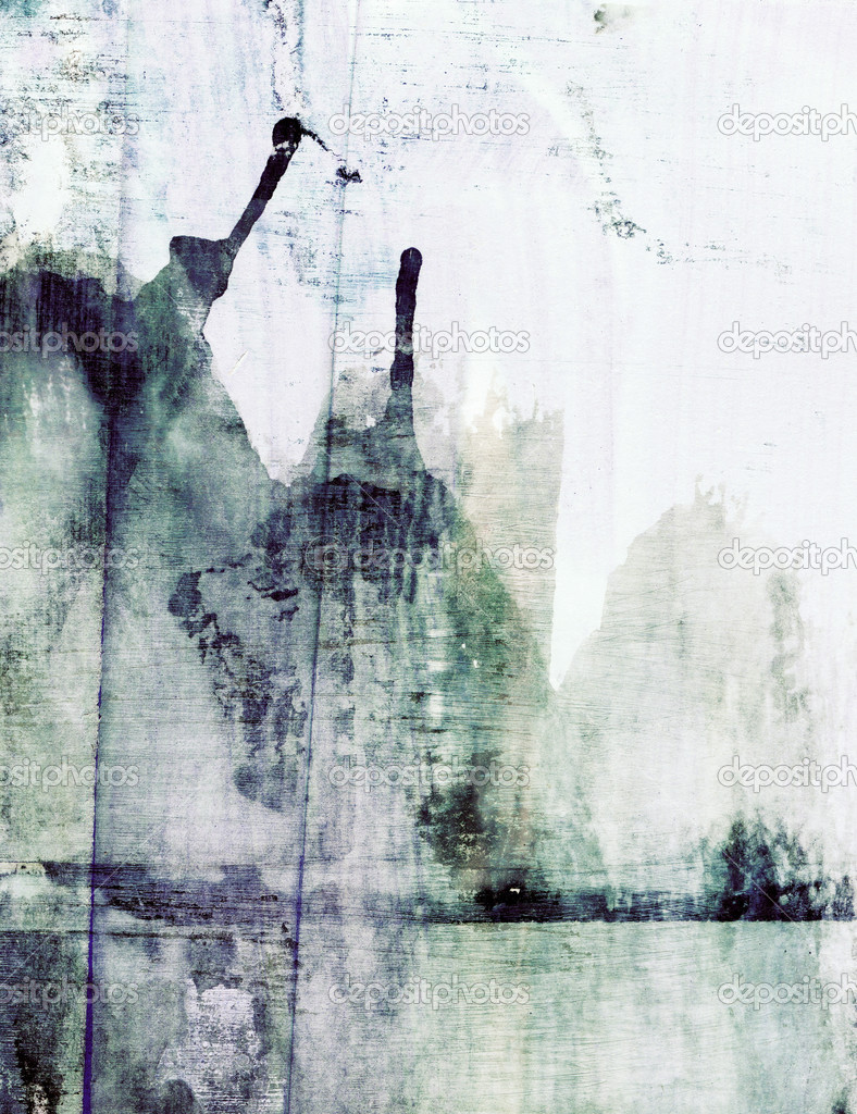 Abstract watercolor painting with collage paper texture Stock Photo by ...