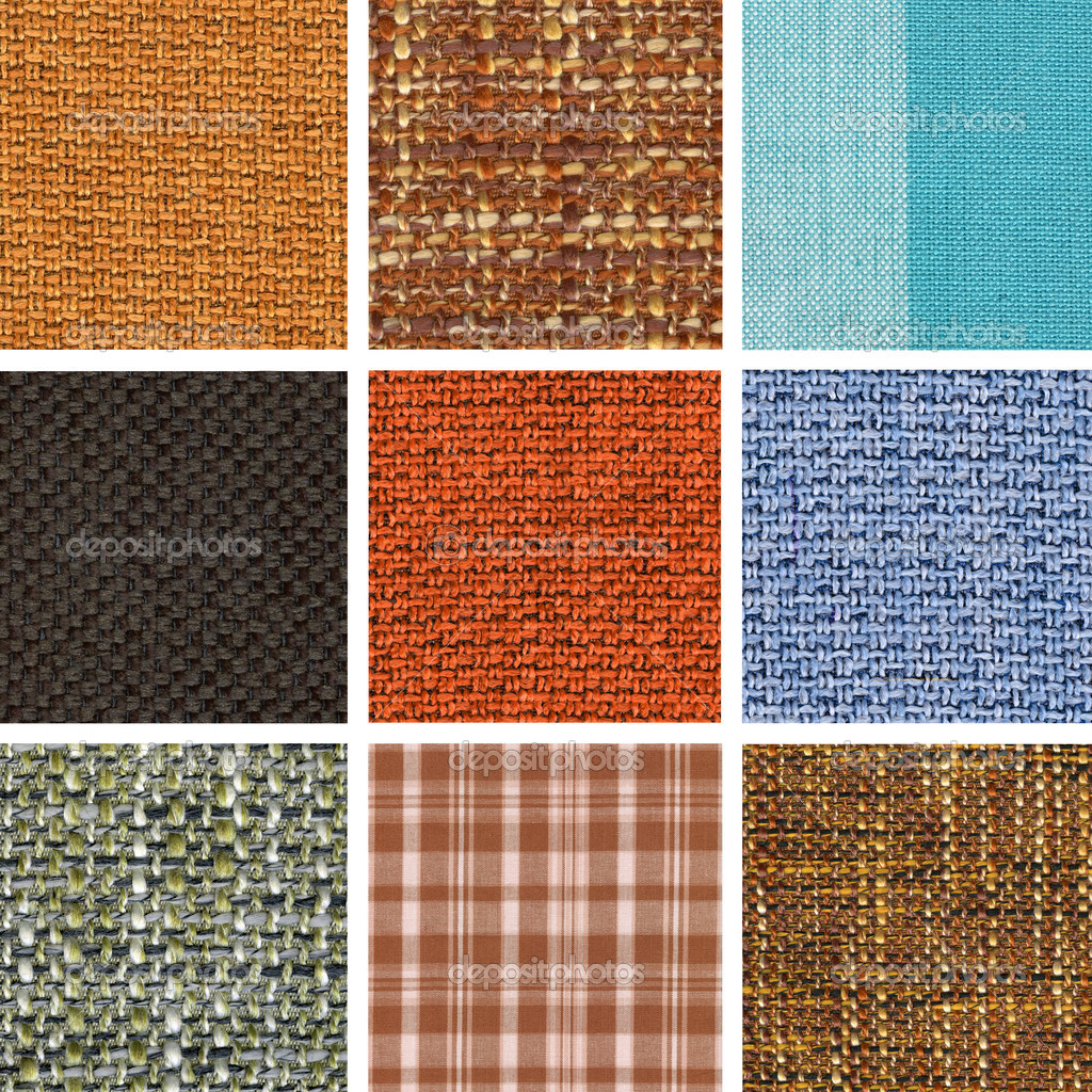 Set of different fabric texture on white background Stock Photo by ...