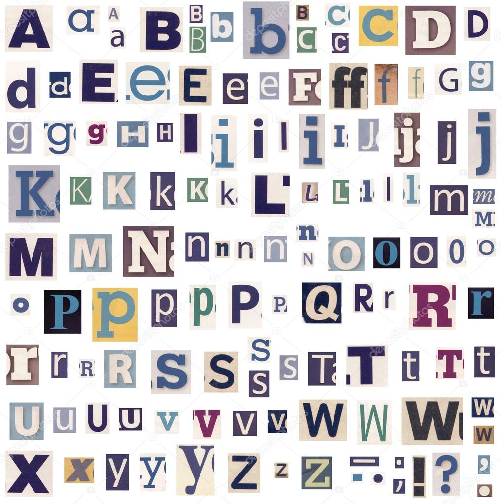 Lettres de l'alphabet de journaux et de magazines — Photographie ...