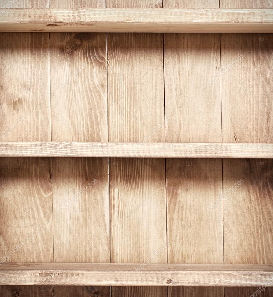 Empty shelf on wooden background. Wood texture. — Stock Photo © flas100 ...