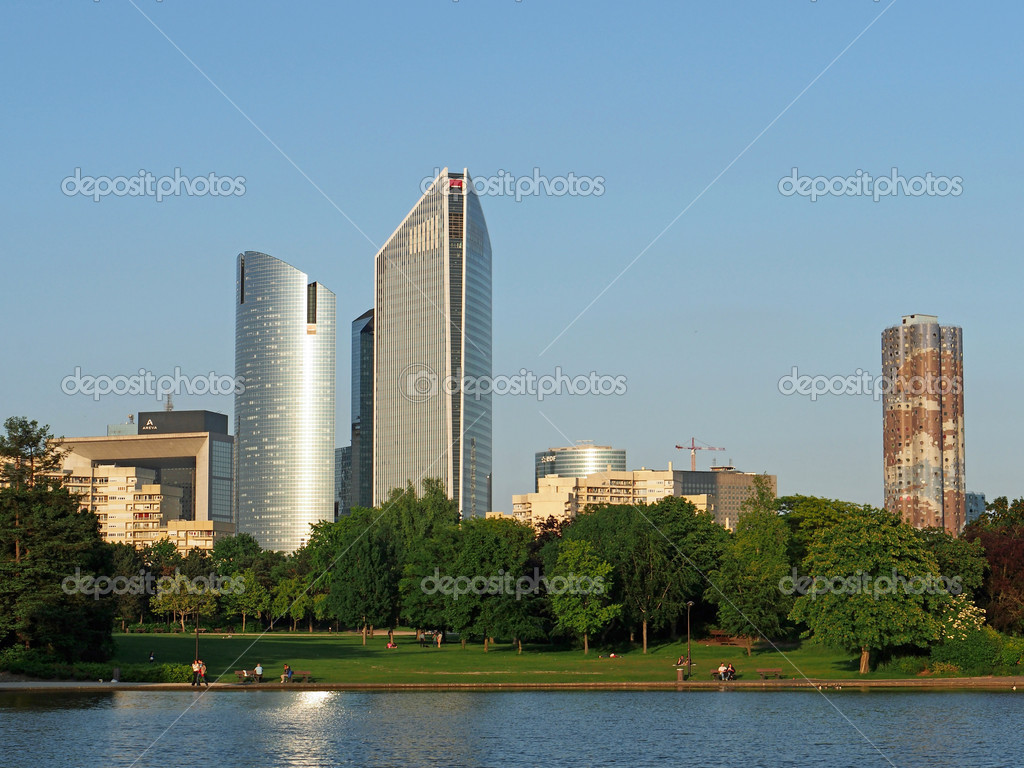 La Defense Skyscrapers seen from Nanterre park, Paris june 2013 – Stock ...