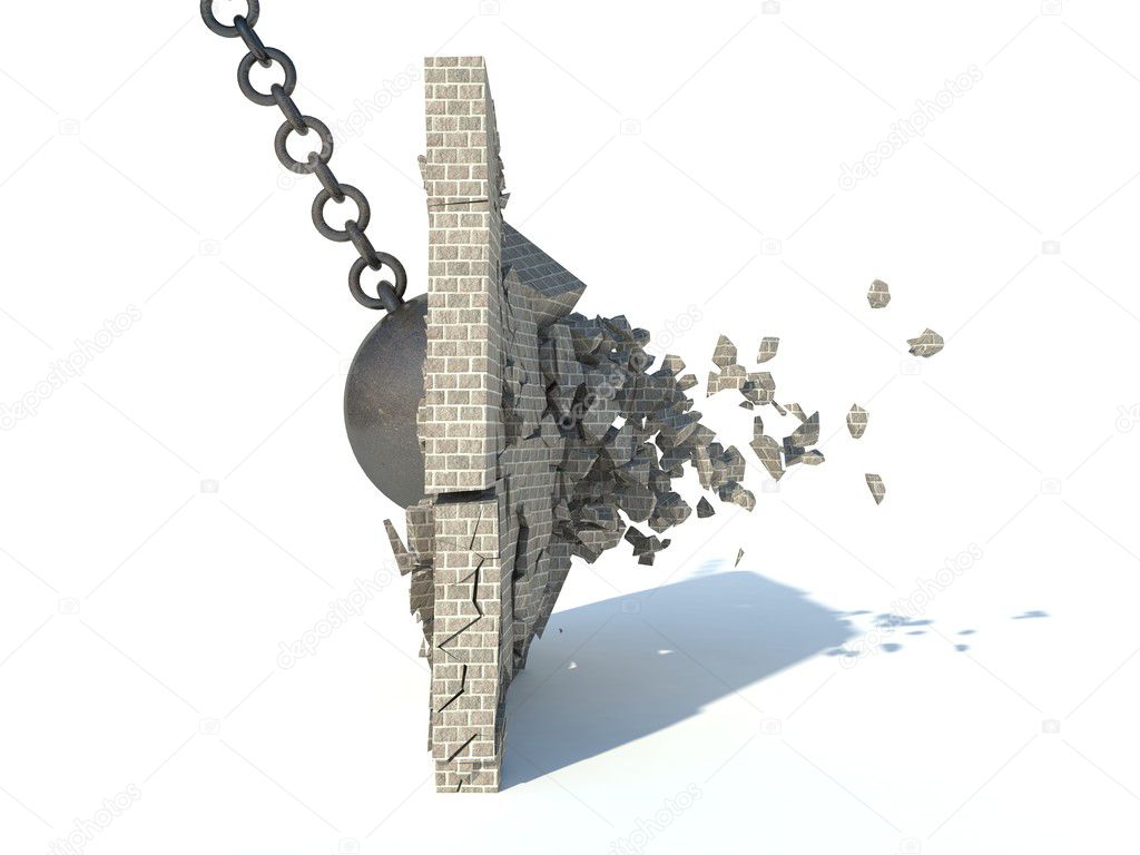 Destruction of a brick wall Stock Photo by ©StockerNumber2 35956313
