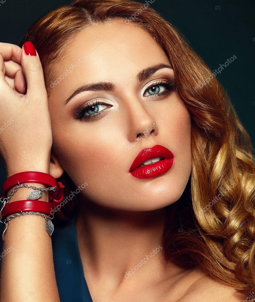 High Fashion Look Glamor Closeup Portrait Of Beautiful Sexy Stylish