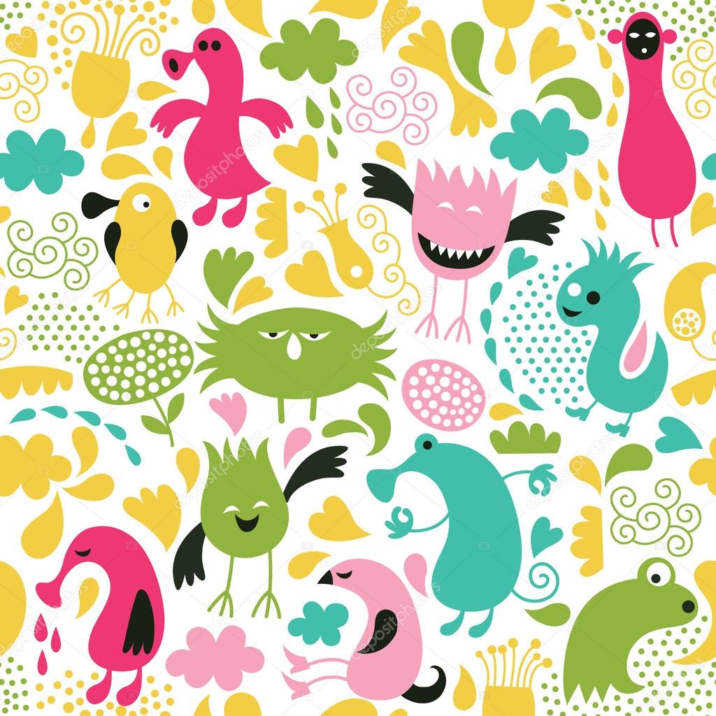 Seamless background with monsters Stock Vector Image by ©Birdhouse ...