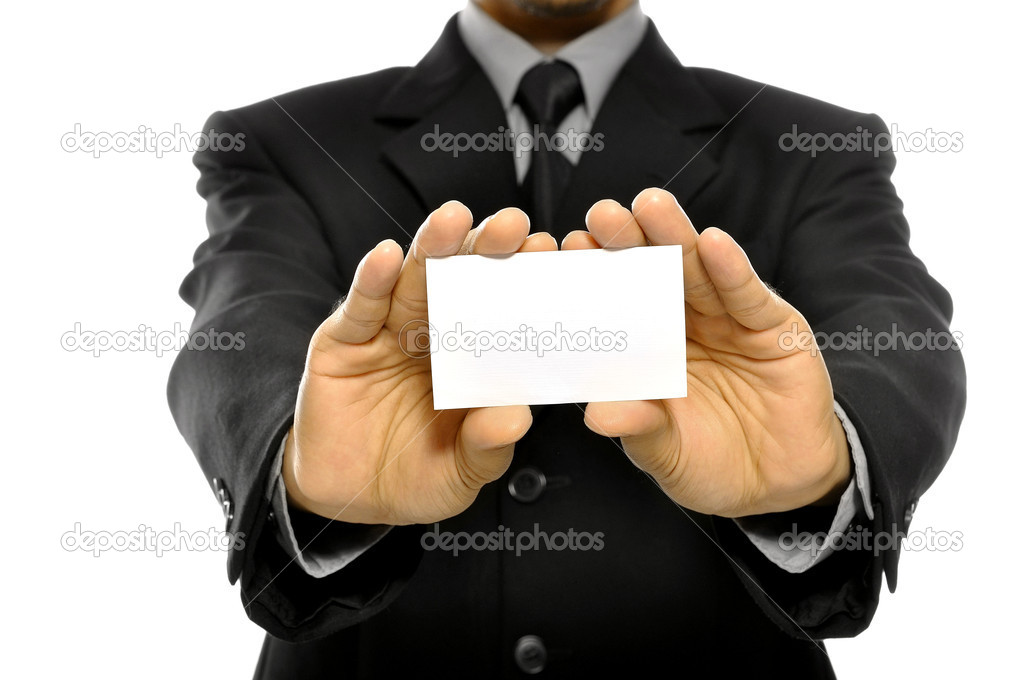 Business Man Holding Name Card Stock Photo by ©leolintang 12802150