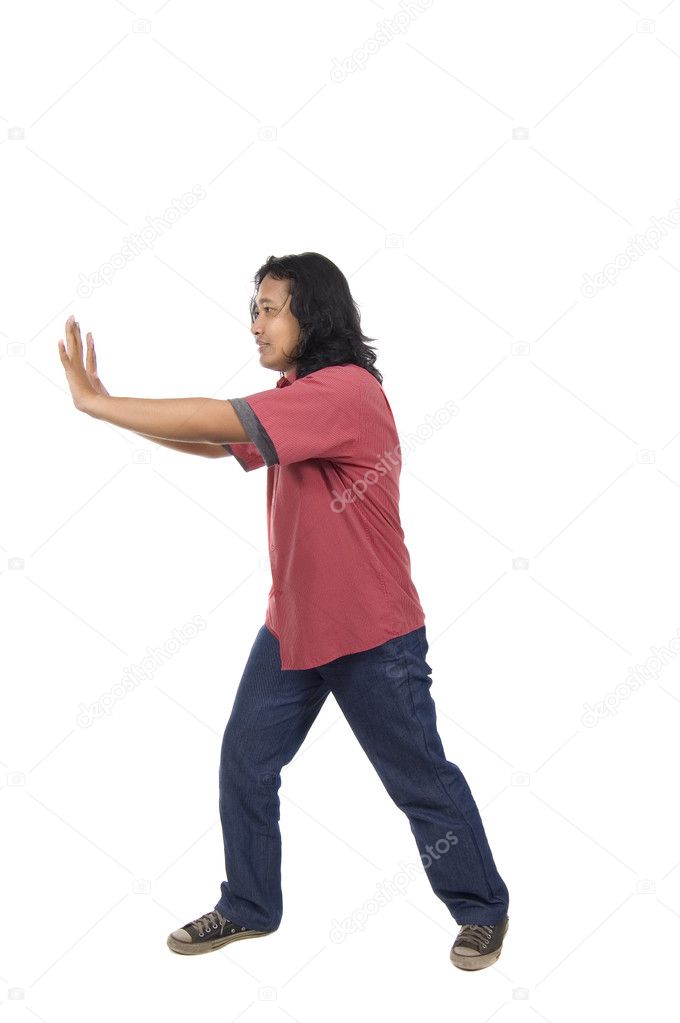 Man Push Something — Stock Photo © leolintang #23046114