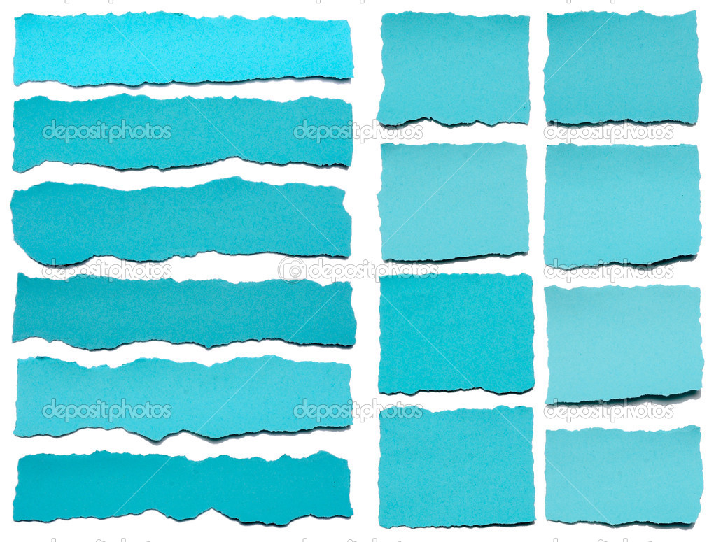 Collection Of Blue Torn Pieces Of Paper Stock Photo by ©leolintang 27461413