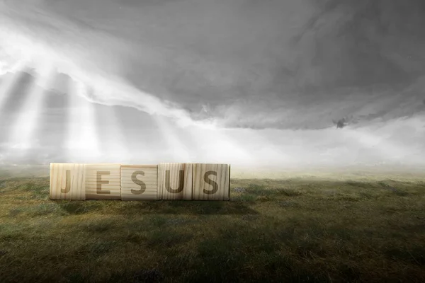 Jesus Text Street Sunset Sky Background Stock Photo by ©leolintang ...